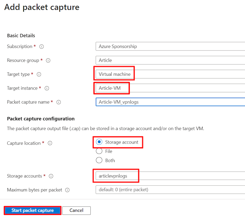 Packet Capture Feature in Azure Packet Capture Feature in Azure
